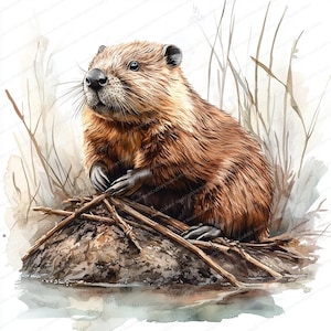 21 Beaver Dam Building Clipart | Woodland Animal Construction Art ...