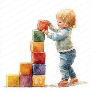 19 Kids Building Blocks Clipart | Child Tower Construction Art ...