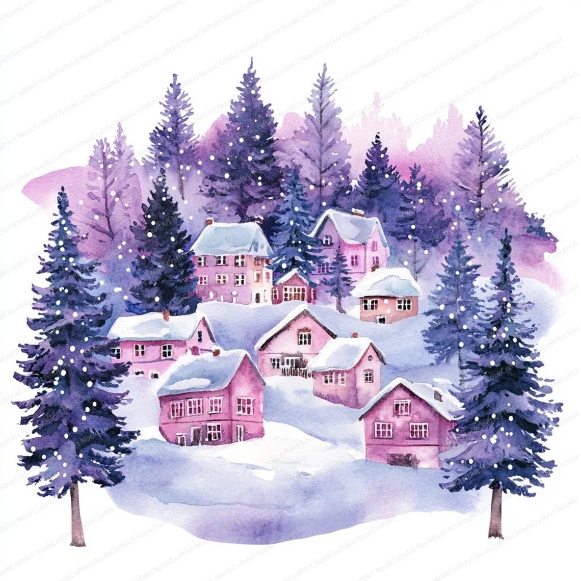 14 Christmas Card Clipart | Winter Homes Greeting Card | Printable ...