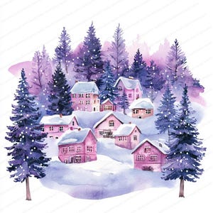 14 Christmas Card Clipart | Winter Homes Greeting Card | Printable ...