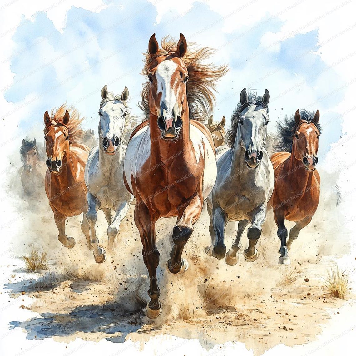 21 Horse Stampede Clipart | Wild Horses in the Steppe | Printable ...