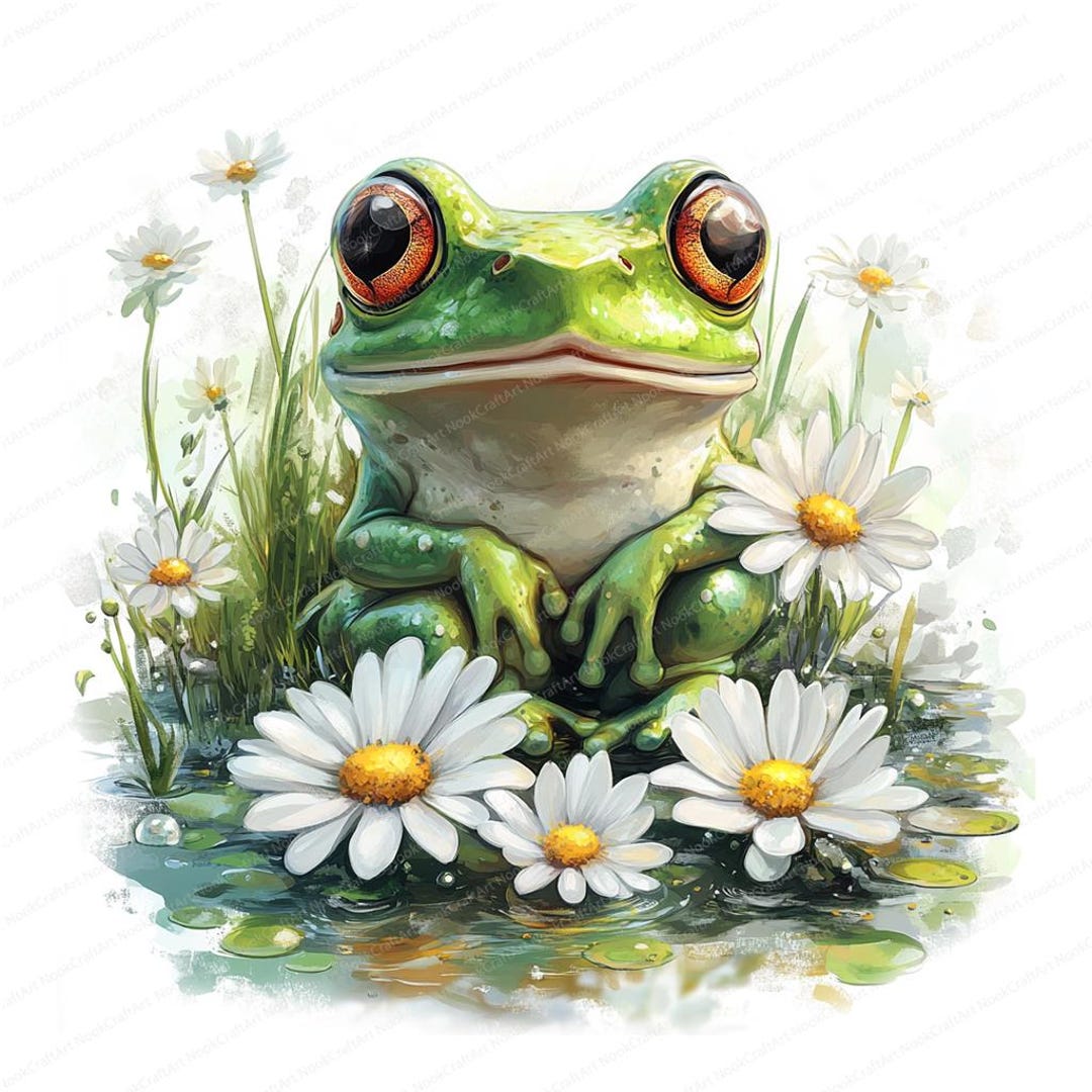 14 Cute Frog Clipart | Adorable Frog Digital Art | Printable Watercolor ...