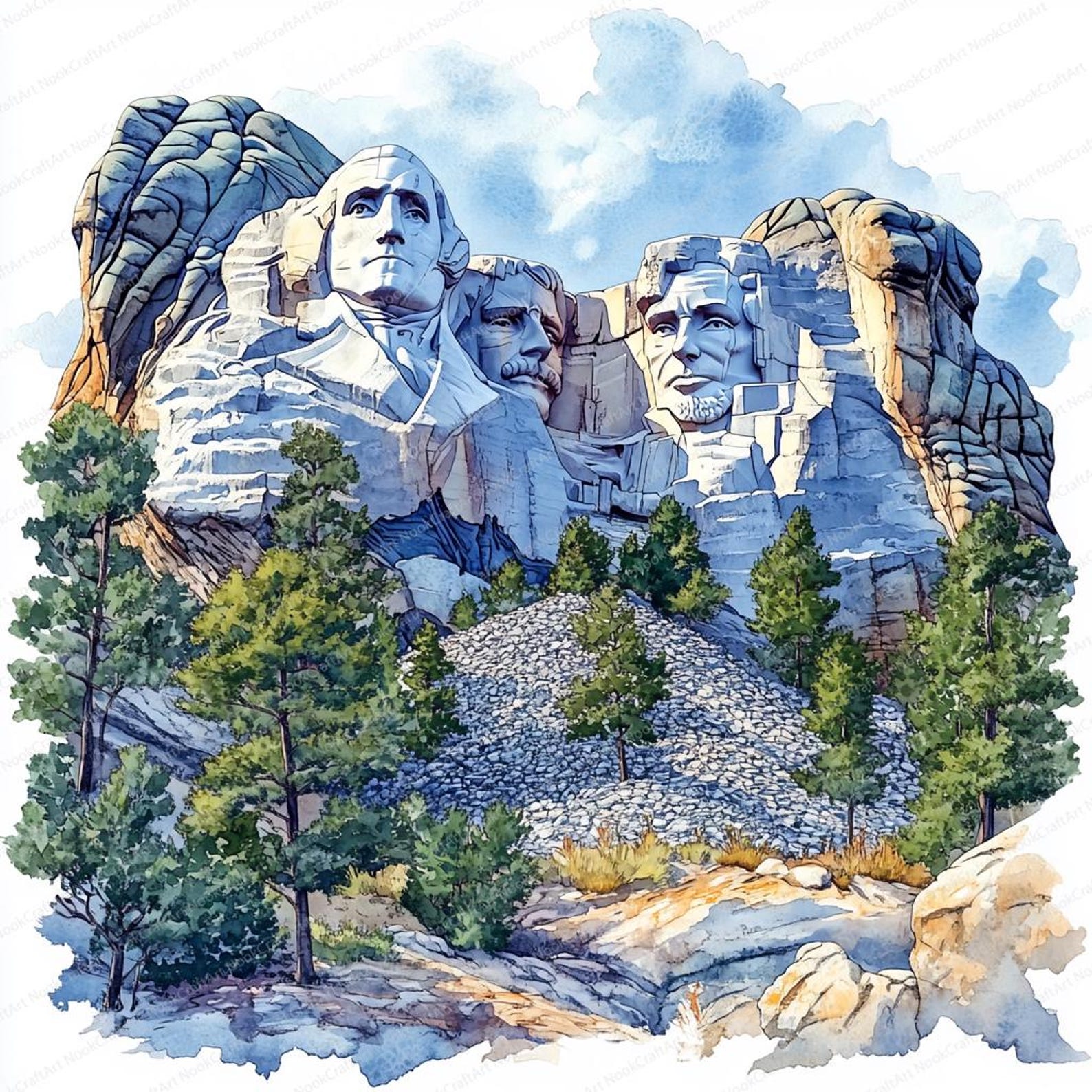 24 Mount Rushmore Clipart | Iconic Monument Illustration Set ...