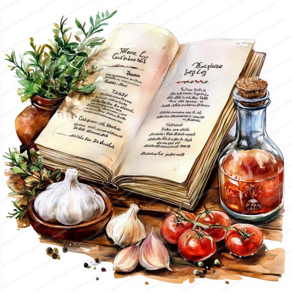 16 Grandma's Soup Cookbook Clipart | Printable Watercolor Clipart ...