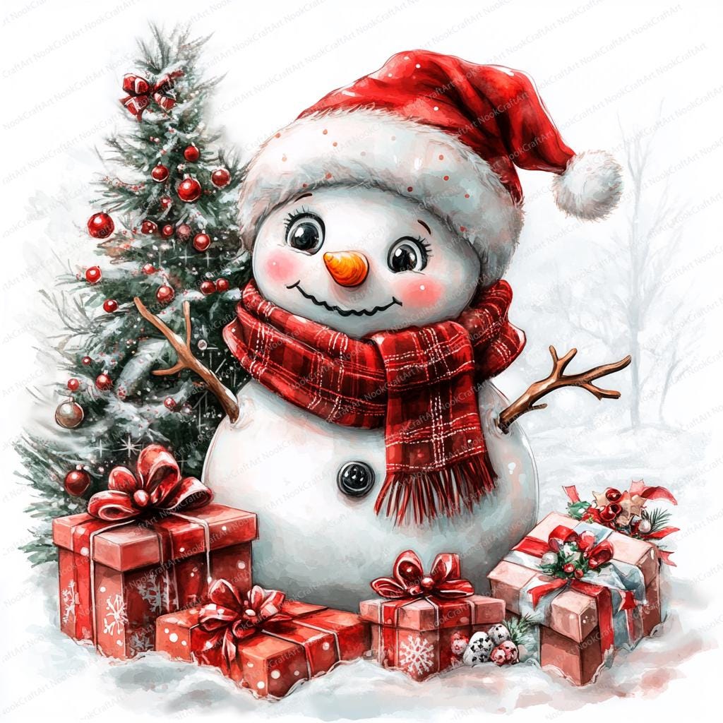 18 Christmas Tree and Snowman Clipart | Festive Snowmen | Printable ...