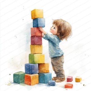 19 Kids Building Blocks Clipart | Child Tower Construction Art ...