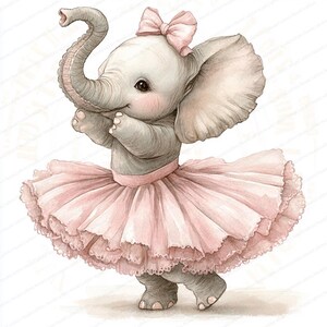 18 Elephant Ballet Clipart | Whimsical Dance Illustration | Printable ...