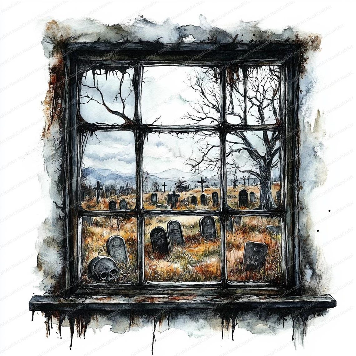 20 Window to Cemetery Clipart | Spooky Cemetery Halloween Clip Art ...