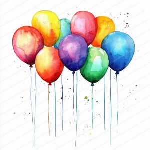 14 Party Balloons Set 2 Clipart Rainbow Balloons Clipart Printable ...