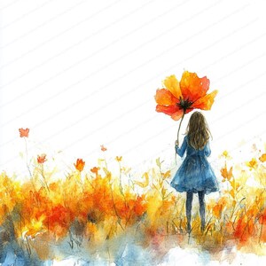 12 Girl and Bloom Clipart | Flower Girl Artwork | Printable Watercolor ...