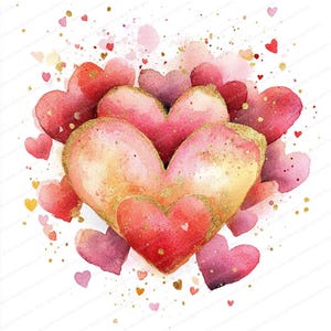 20 Cute Heart Clipart | Valentine’s Day Designs | Digital Watercolor ...