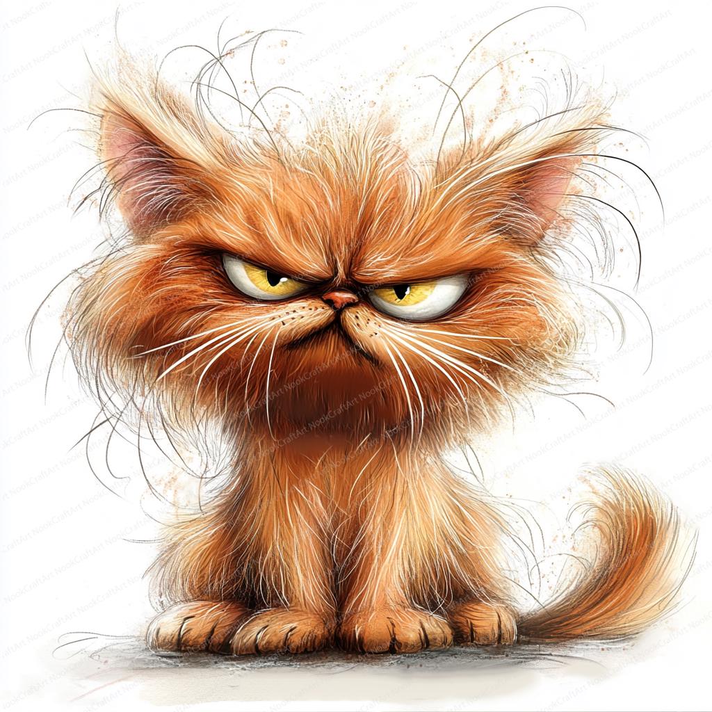 18 Frazzled Cat Clipart | Quirky Cat Clipart | Printable Watercolor ...