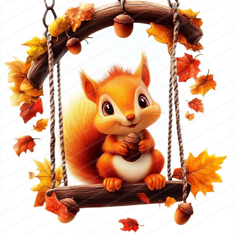 Cute Fall Squirrel Clip Art - Etsy