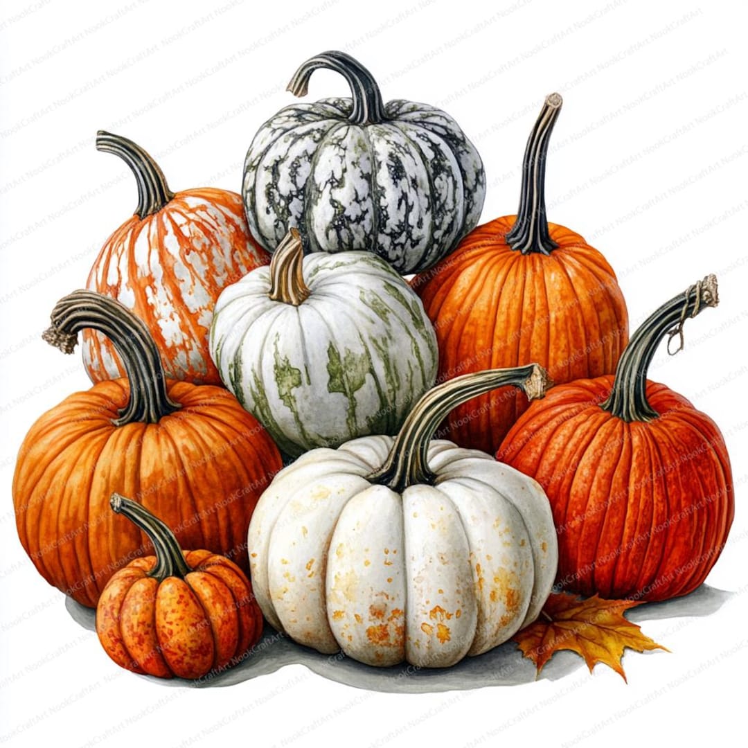 18 Autumn Gourds and Pumpkin Clipart | Harvest Pumpkin Designs | High ...