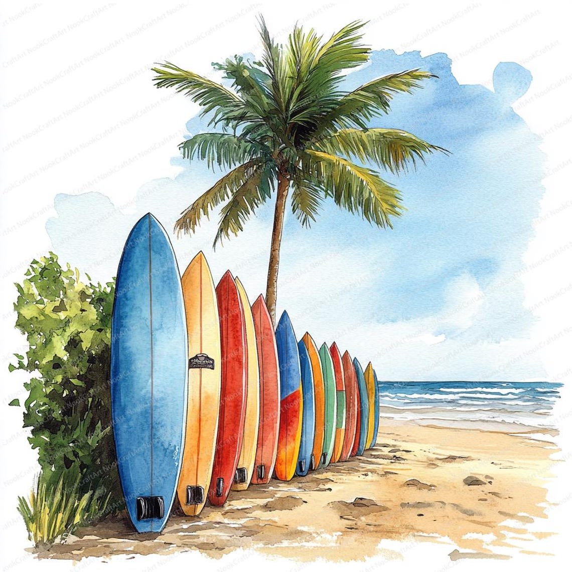 20 Surfboard Clipart Set | Beach Wave Graphics Collection| Printable ...