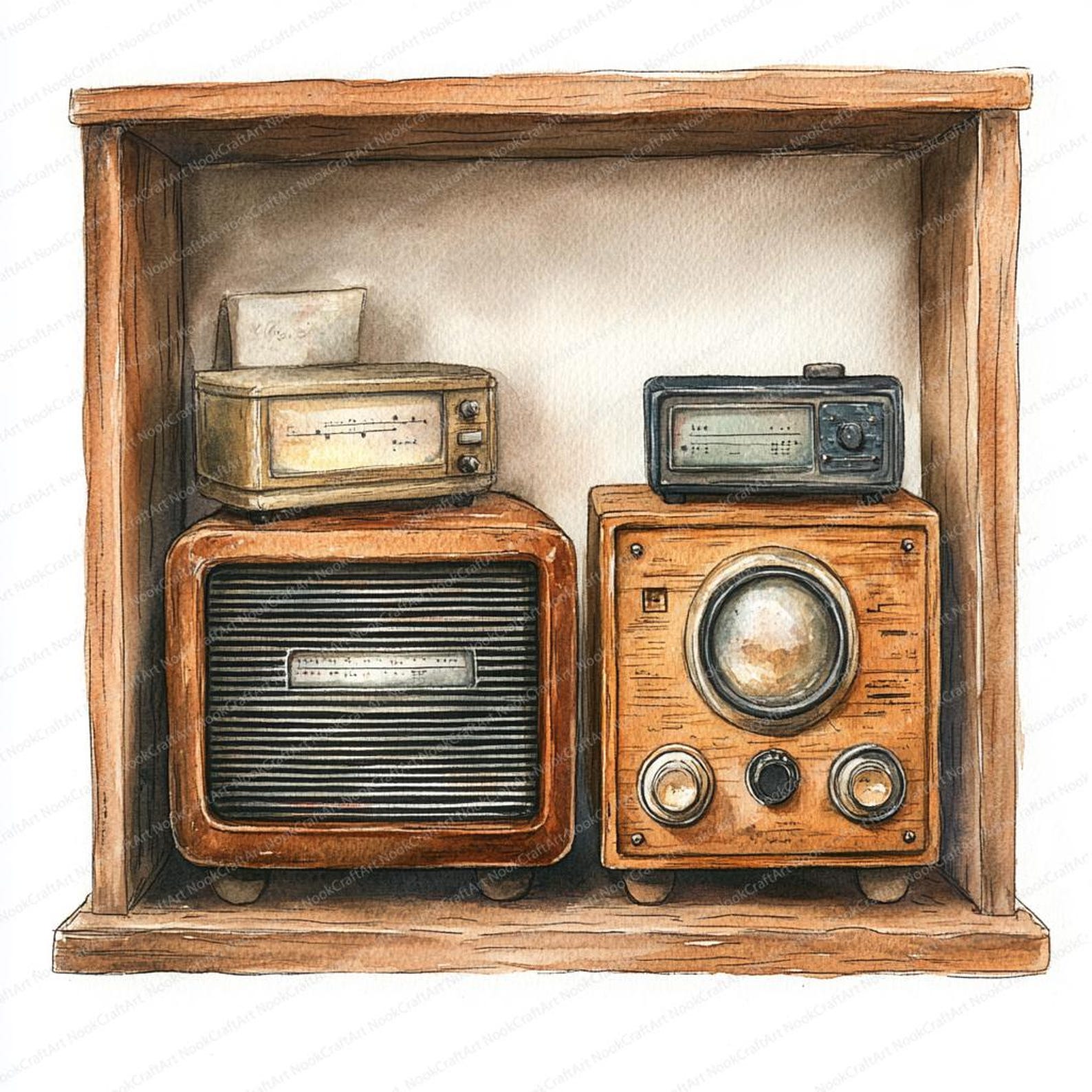 20 Vintage Radio Clipart | Retro Radio Design Elements| Printable ...