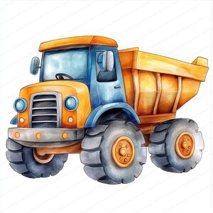 16 Watercolor Cute Construction Vehicles Clipart | Printable Watercolor ...