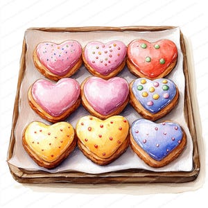 20 Heart-shaped Cookies Clipart | Romantic Dessert Graphics| Printable ...