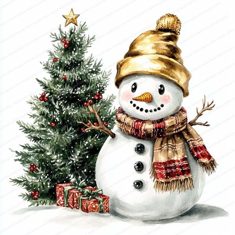 20 Golden Snowman Clipart | Sparkling Winter Decor | Printable ...