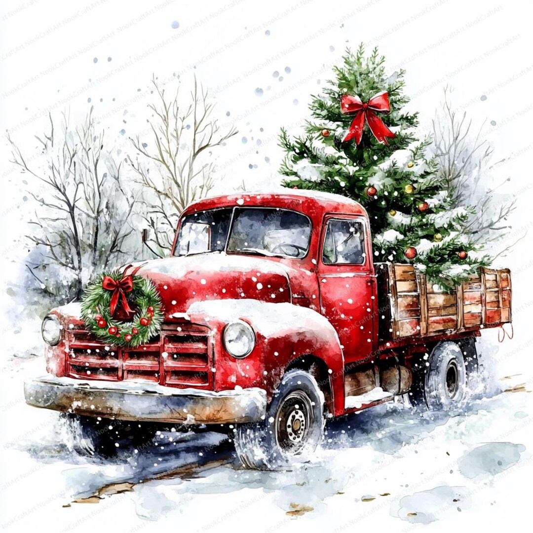 20 Pickup Truck Carrying Christmas Tree Clipart | Festive Holiday ...