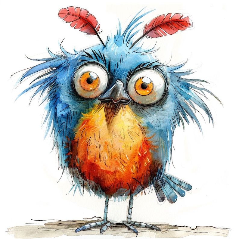 15 Funny Birds Wonderful Birds Digital Clipart Watercolor Clipart High ...