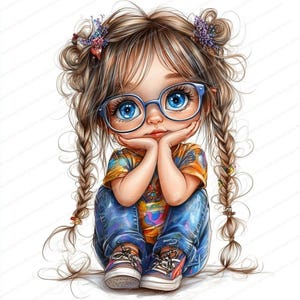 14 Watercolor Cute Little Girl Clipart Bundle | Printable Watercolor ...