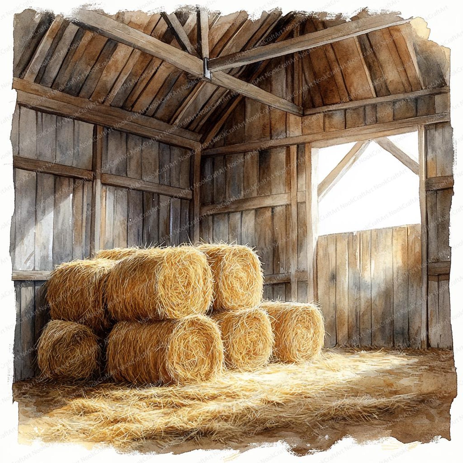 18 Haystack in Barn Clipart | Rustic Farm Illustration Set | Printable ...