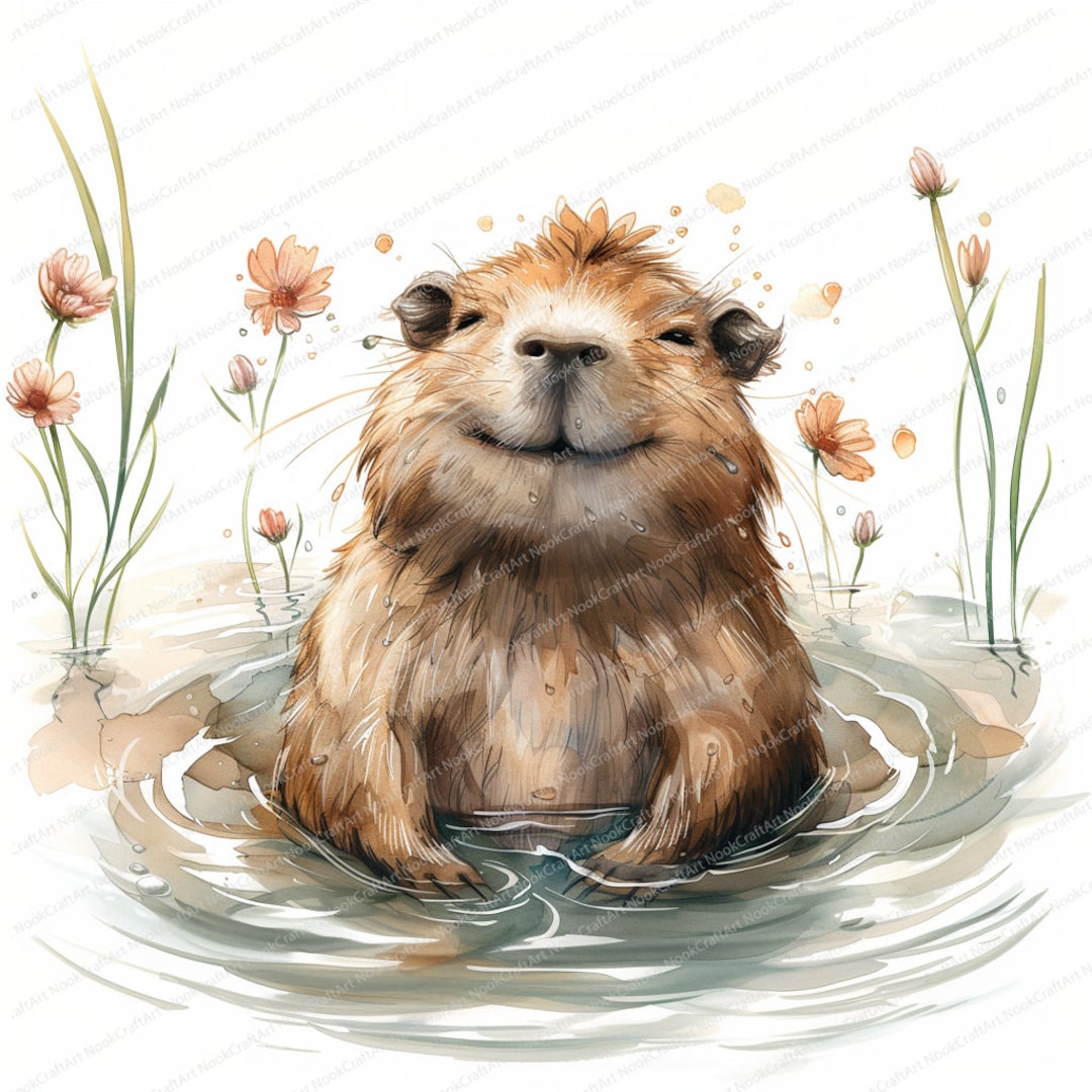 11 Capybara Clipart Bundle | Watercolor Capybara | Printable Clipart ...
