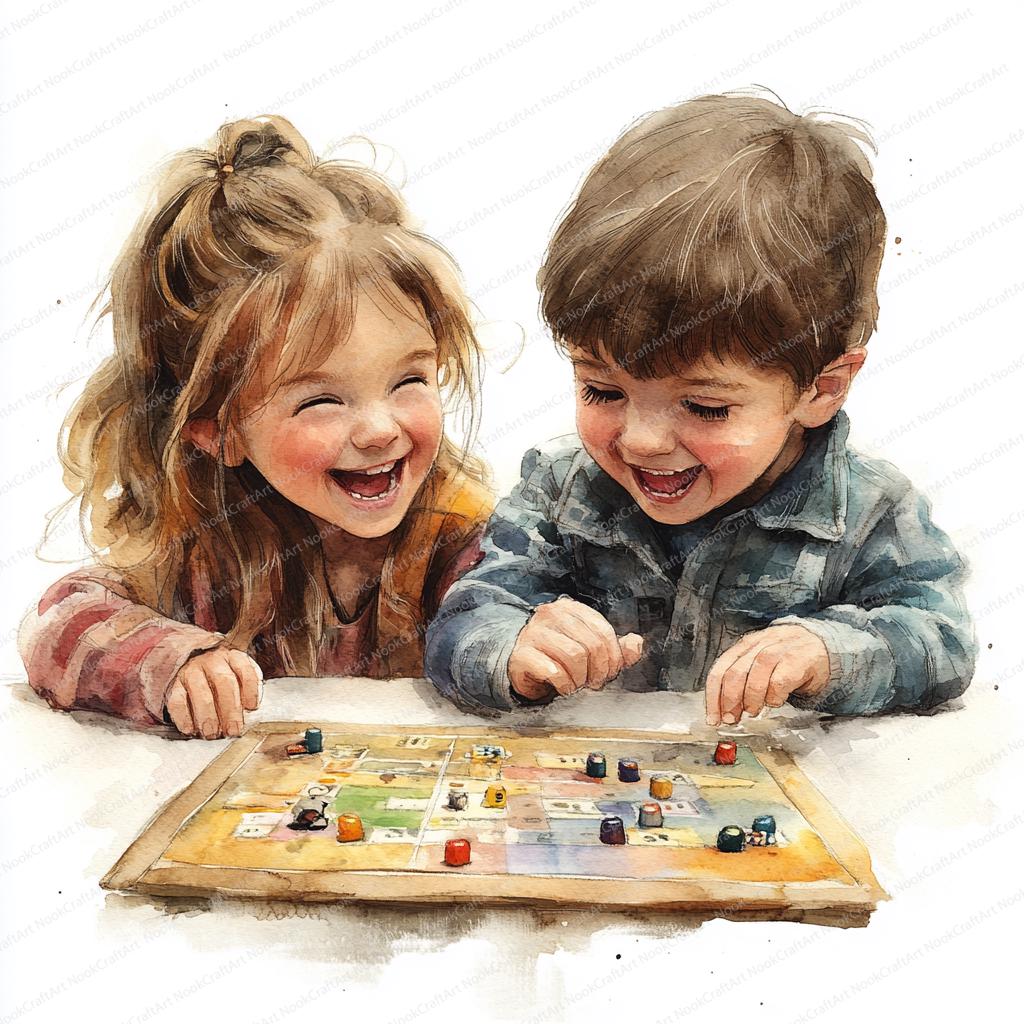 18 Children Board Game Clipart | Kids Playing at Table Illustration ...