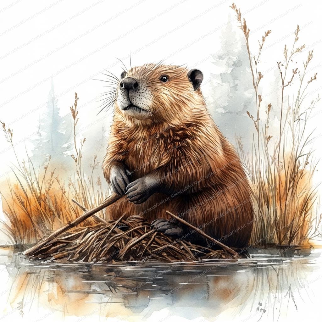 21 Beaver Dam Building Clipart | Woodland Animal Construction Art ...