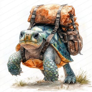 17 Turtle Backpack Clipart | Whimsical Animal Illustration | Printable ...