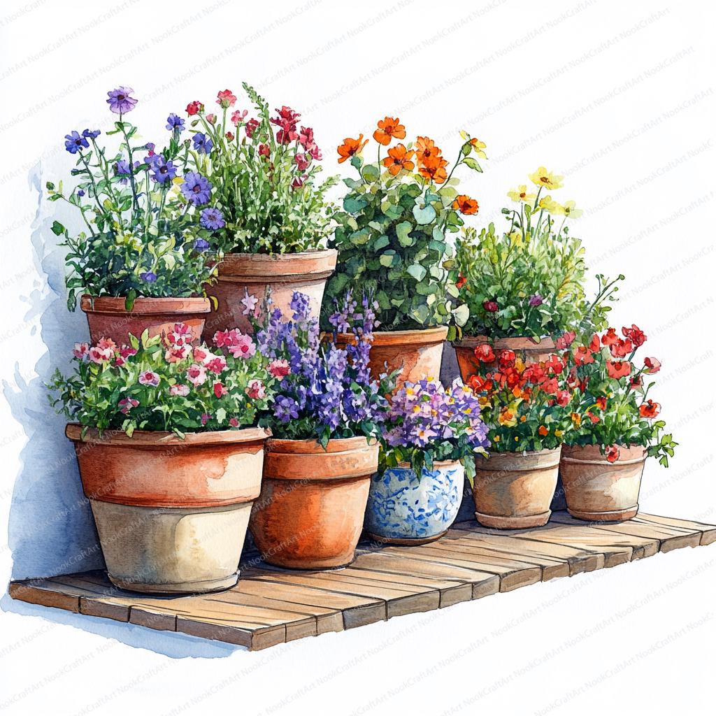 20 Flower Pot Clipart Collection | Artistic Plant Container ...