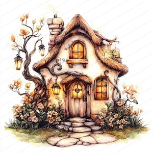 14 Whimsical Fairy House Clipart | Snug Fairy Home | Printable ...