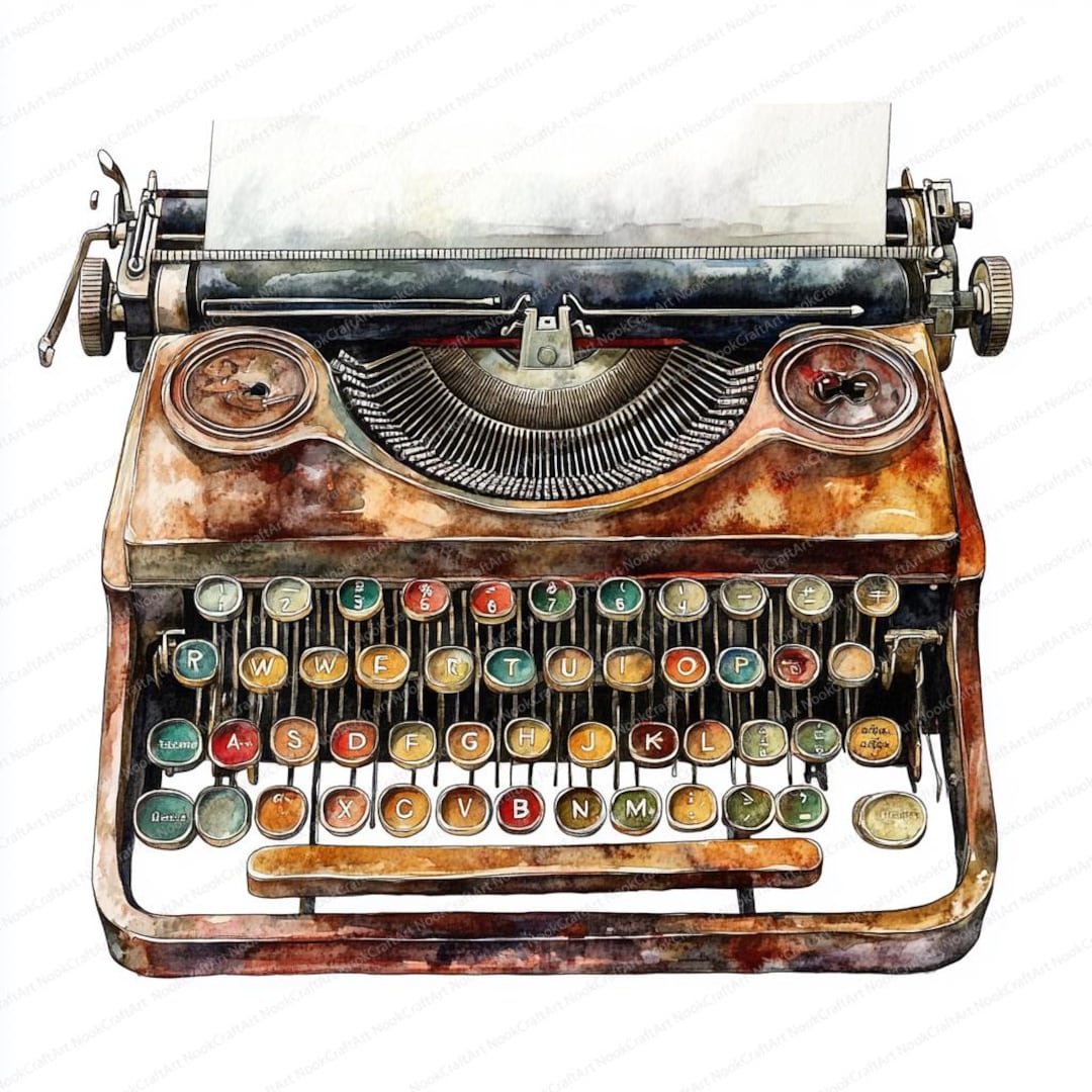 16 Watercolor Typewriter Clipart | Retro Typewriter Clipart | High ...