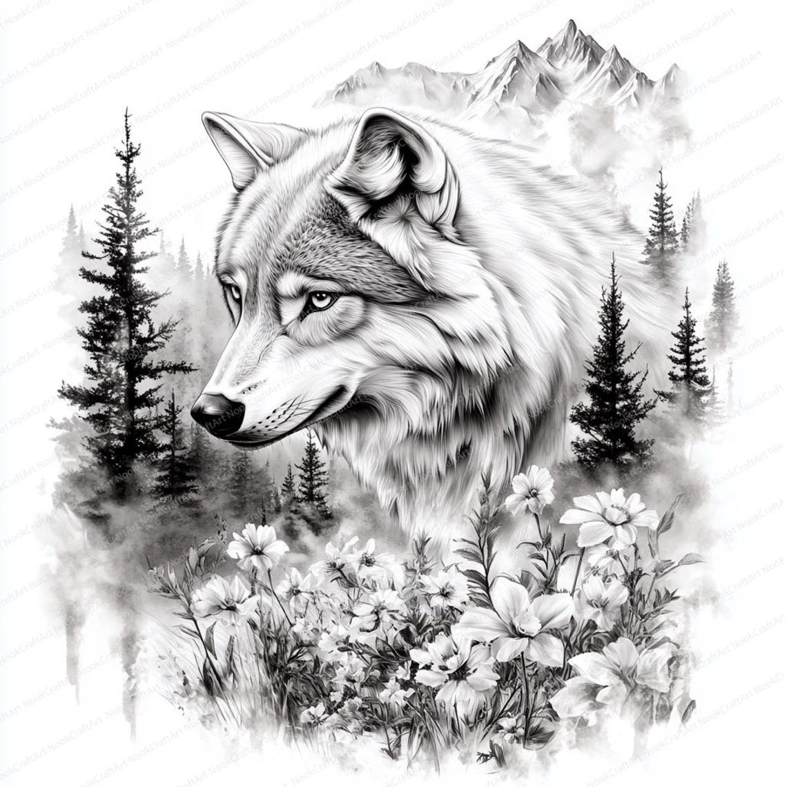 16 Wolf Clipart | Wild Animal Designs | Printable Watercolor Clipart ...