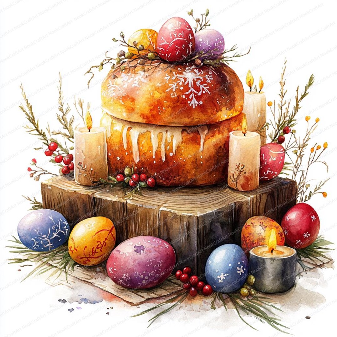 18 Easter Feast Clipart | Holiday Table With Eggs and Candles ...