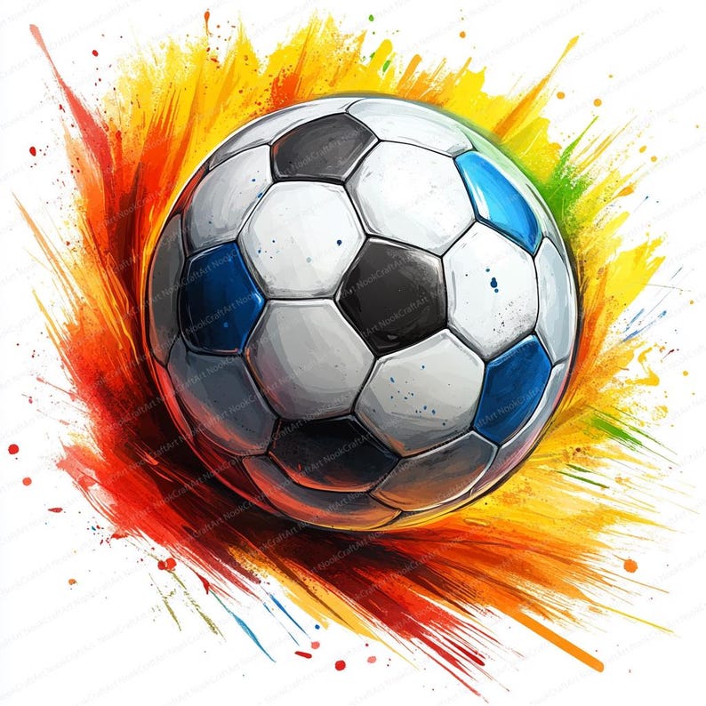 14 Soccer Ball Clipart Football Clipart Bundle Printable Watercolor ...