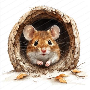 20 Mouse in Burrow Clipart | Whimsical Woodland Illustration ...