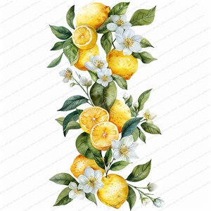 12 Lemon Garland Clipart | Lemon Wreath | Printable Watercolor Clipart ...