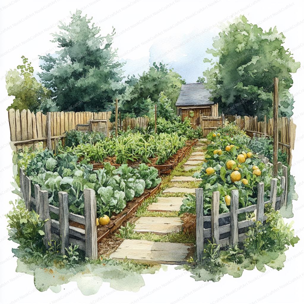 20 Vegetable Garden Clipart Set | Homegrown Greenery and Blooms ...