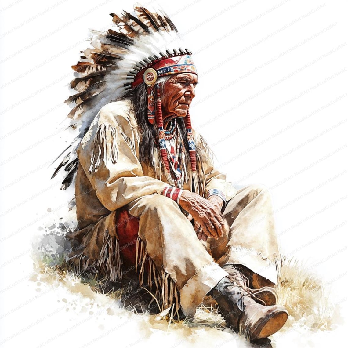 18 Native American Indian Shaman Clipart | Tribal Watercolor Art ...