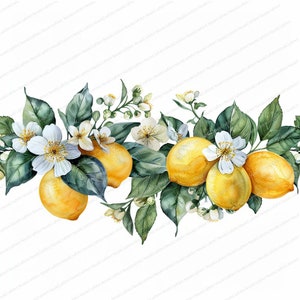 12 Lemon Garland Clipart | Lemon Wreath | Printable Watercolor Clipart ...