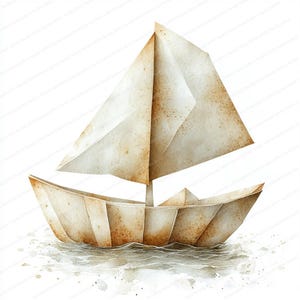 20 Paper Boat Clipart | Origami Nautical Illustration Design ...