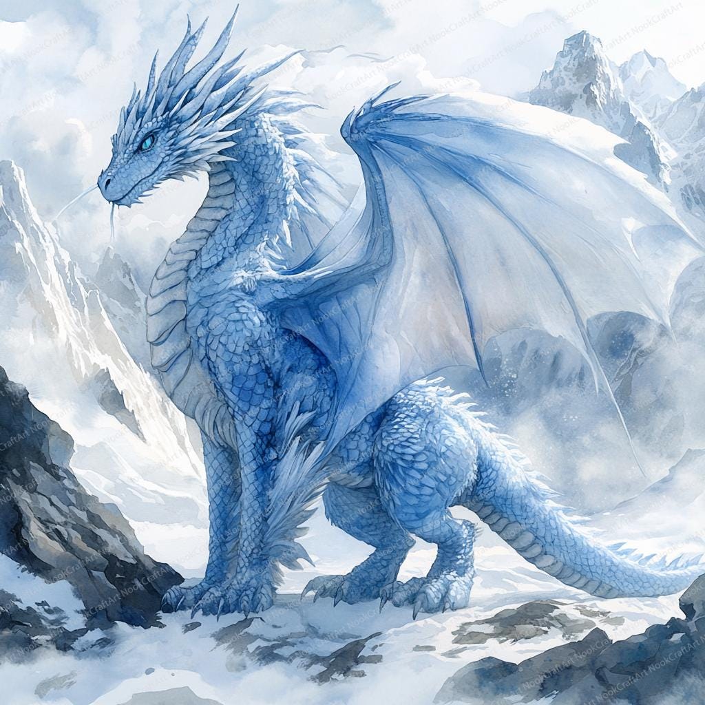 17 Ice Dragon Fantasy Clipart | Magical Winter Creature Collection ...