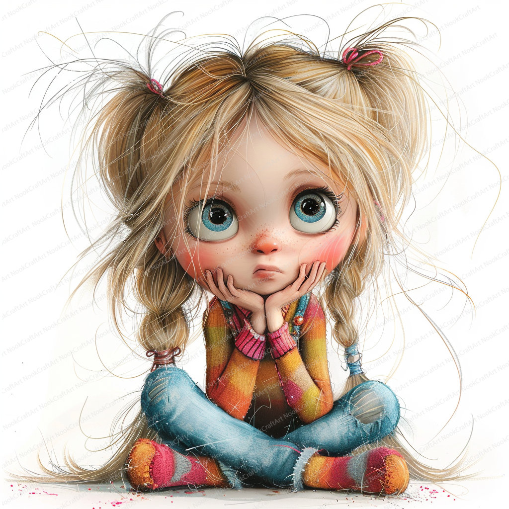 14 Funny Girls Clipart | Quirky Girl | Printable Watercolor Clipart ...