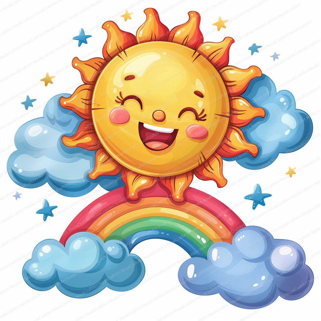 12 Sun and Rainbow Clipart Sun and Rainbow Illustrations Digital ...