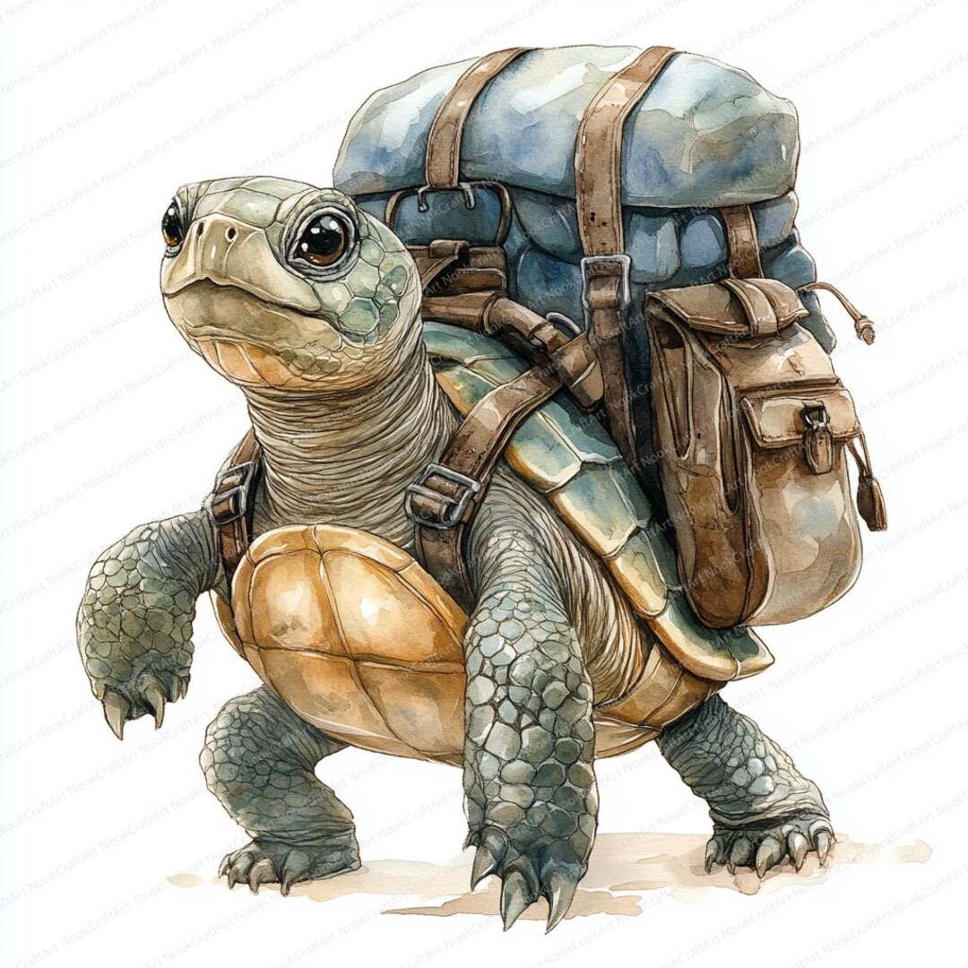 17 Turtle Backpack Clipart | Whimsical Animal Illustration | Printable ...