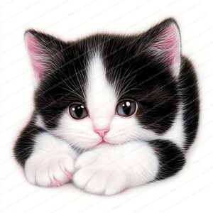 20 Black and White Cat Clipart | Whimsical Ephemera Designs ...