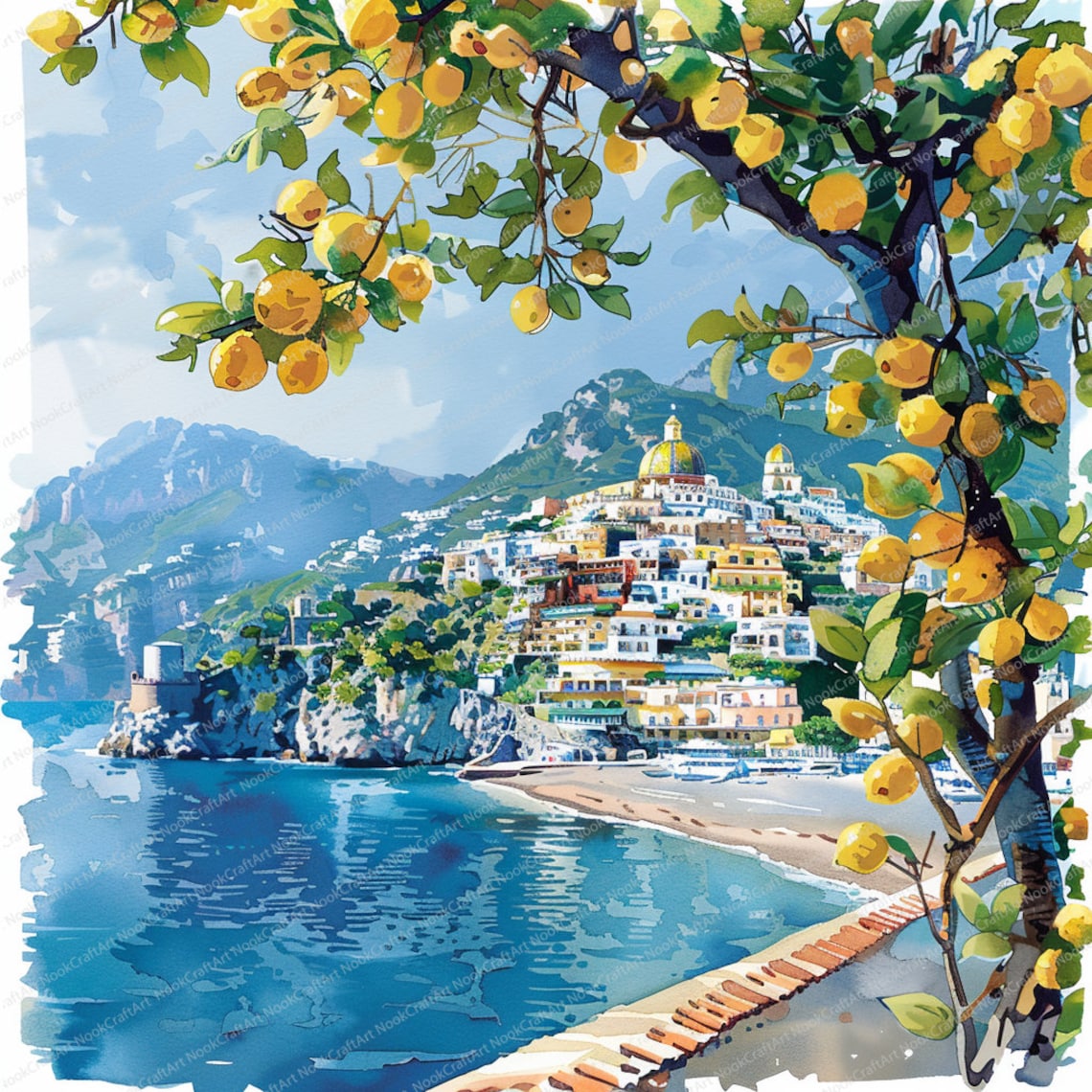 16 Italian Coast Clipart Amalfi Citrus Coast Printable Watercolor ...