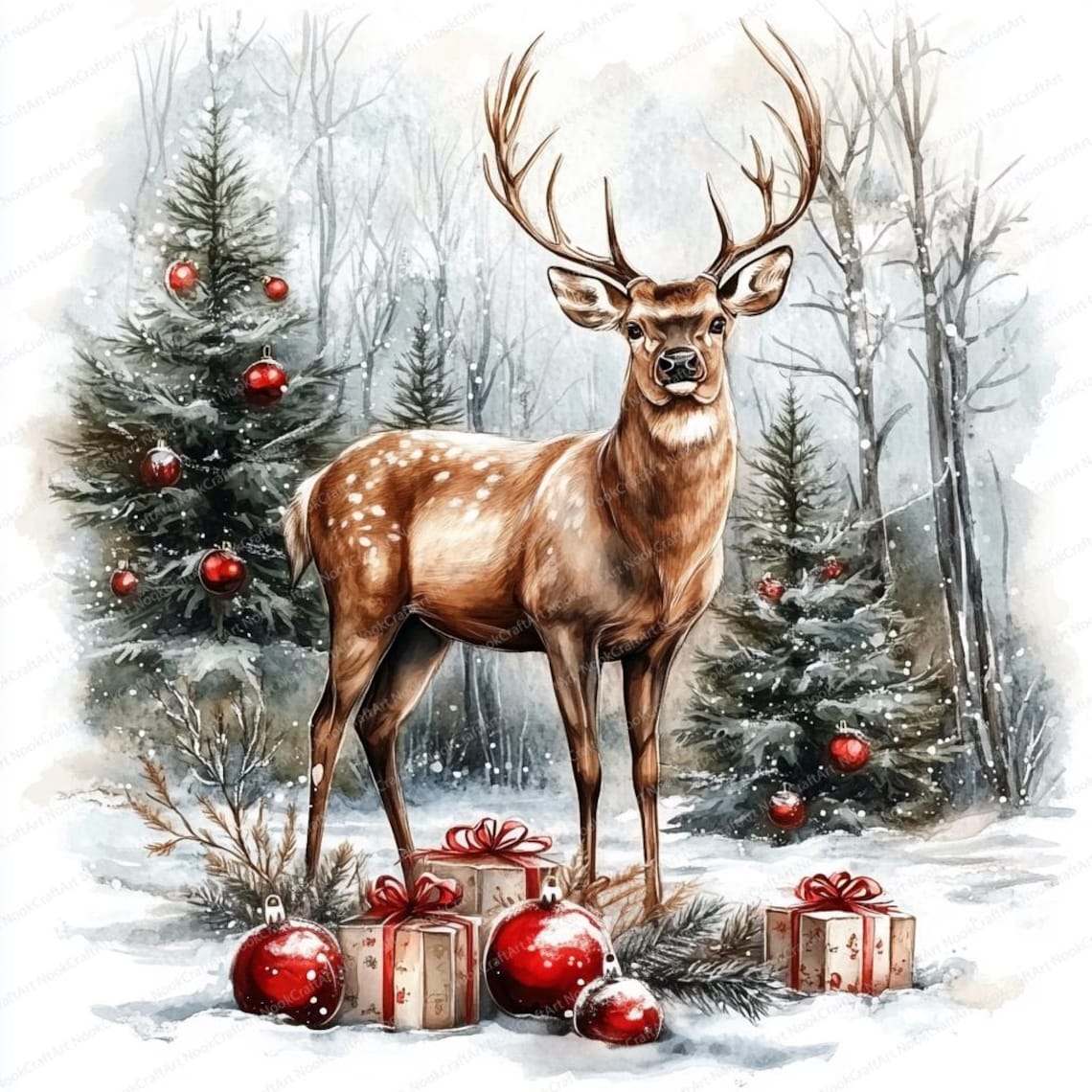 20 Christmas Deer Clipart Bundle | Reindeer Clipart | High Quality Jpgs ...
